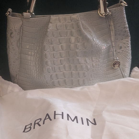 Brahmin | Bags | Brahmin Gray Crocodile Embossed Womens Bag | Poshmark